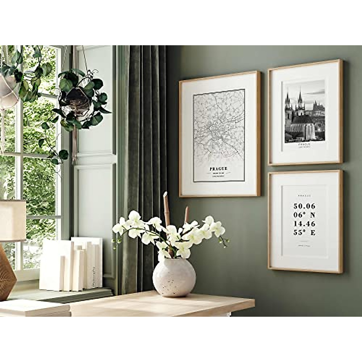 Dear Mapper Prague Czech Republic View Abstract Road Modern Map Art Minimalist Painting Black and White Canvas Line Art Print Poster Art Print Poster Home Decor (Set of 3 Unframed) (16x24inch)