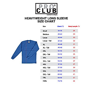 Pro Club Men's Heavyweight Cotton Long Sleeve Crew Neck T-Shirt, Snow White, 3X-Large