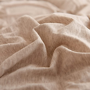 Mengersi 100% Jersey Knit Cotton Fitted Sheet, Fitted Bottom Sheet -1 Piece Fitted Sheet, Extra Deep Pocket Sheet Mattress Cover (Khaki, Full)