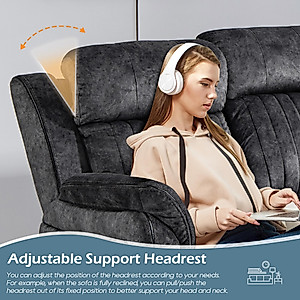 Consofa Zero Gravity Power Reclining Sofa with Adjustable Headrest, Electric Reclining Couch with Wireless Charge, Power Recliner Sofa 3 Seater with Drop Down Table,Cup Holder,USB Ports (Grey)