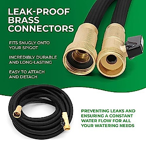 LightHose Garden Hose, NON-EXPANDABLE Garden Hose, Super Light Weight Hose, No Burst, 3/4 inch Solid Brass Connectors, 50 Ft, Black