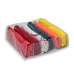 Mundo das Bases Organizer Closet Storage Solution Made of Flexible, Clear Plastic and Six Dividers for Clothes, Underwear and T-shirts (transparent 6 dividers)