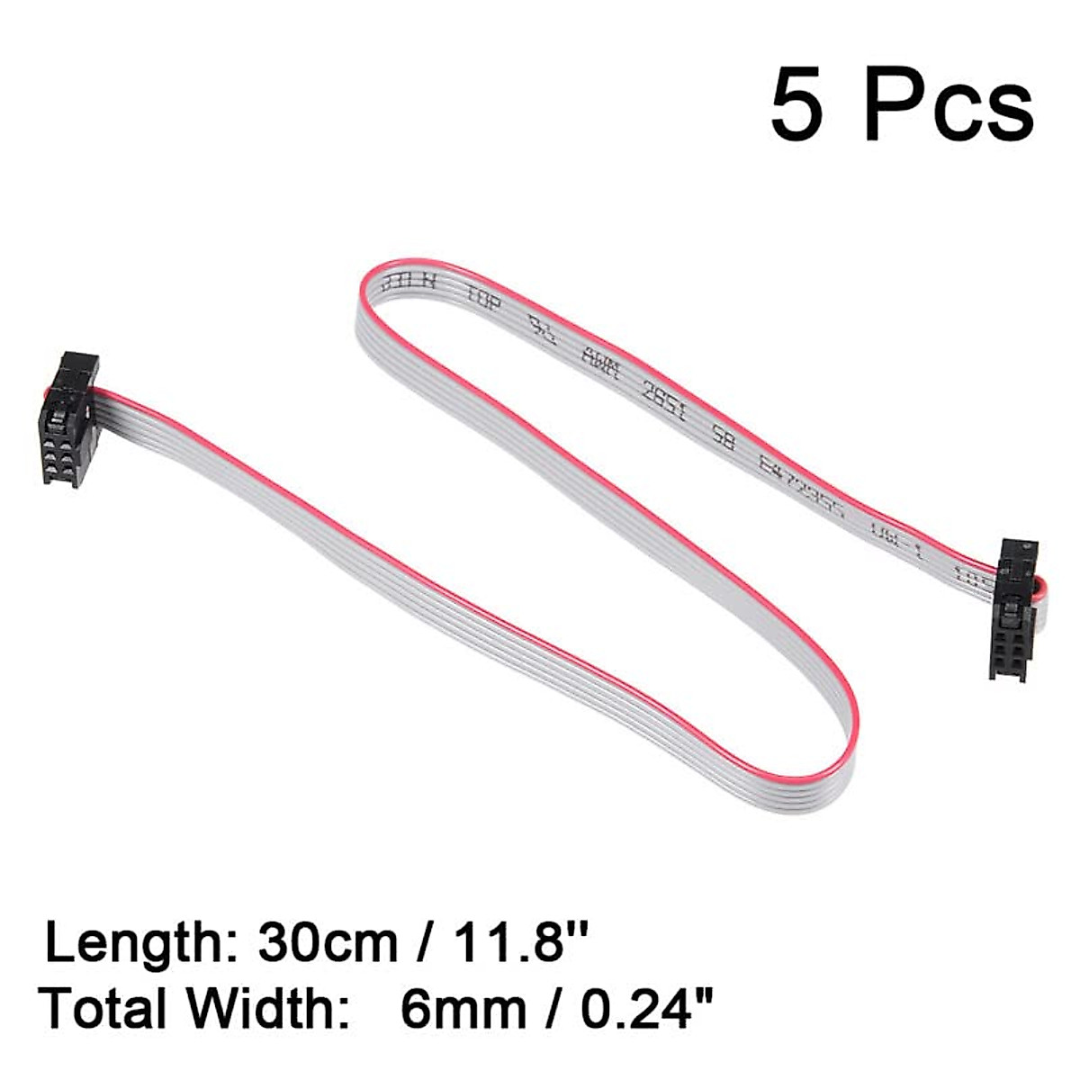 Tool parts IDC 6 Pins Connector Flat Ribbon Cable Female Connector 30cm 2mm Pitch - 5pcs