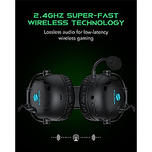 Black Shark 2.4Ghz Wireless Gaming Headset for PC PS4 PS5 Laptops,Over-Ear Bluetooth 5.2 Gaming Headphones with Detachable Ultra-Clear Microphone,60 Hours Playtime, 3.5mm Wired Mode for Xbox Series