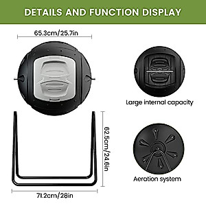 SQUEEZE master Light Weight Spherical Compost Bin Tumbler Outdoor Garden- Quick Assembly -with Drain Plugs to Collect Liquid-Fast Composting (35 Gallon,Grey)