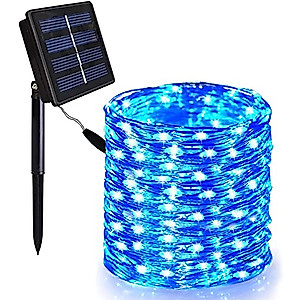 SOLARMKS Solar String Lights,200 LED Solar Lights Outdoor 8 Modes Blue Christmas Lights Waterproof Solar Fairy Lights for Pool Garden Patio Wedding Party Christmas Holiday Outdoor Decorative