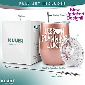 Teacher Gifts for Women - Lesson Planning Juice Funny Tumbler/Mug with Lid for Wine, Coffee - Unique Funny Gifts for Teachers Appreciation Week, Virtual Teaching, Cute, Mom, Valentines Day