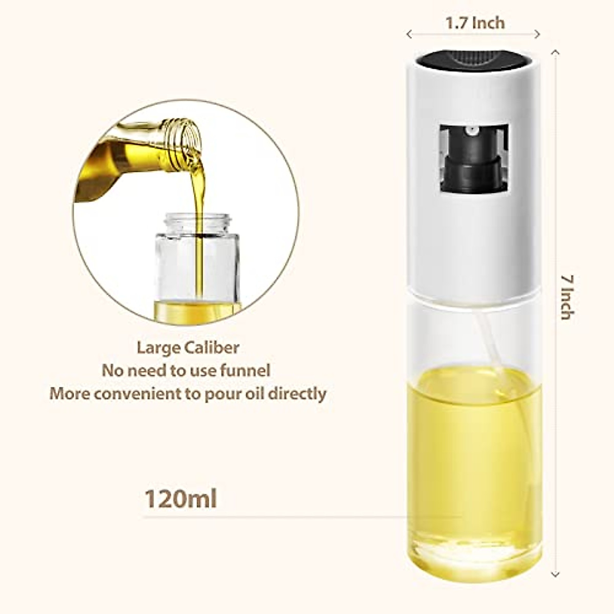 NA Oil Sprayer for Cooking, Food-grade Olive Oil Sprayer Mister Dispenser Bottle , 120ml Portable Oil Spritzer, Premium Kitchen Gadgets Widely used for Air Fryer, BBQ, Grilling