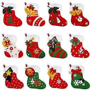 84 Pieces Christmas Mini Colorful Stocking Cut-Outs Assorted Xmas Stocking Cut-Outs Holiday Bulletin Board Decorations Christmas Cutout for Christmas Classroom Bulletin Border Party Supply