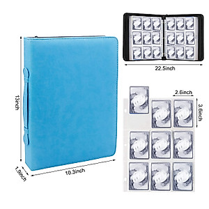Trading Card Binder, 9-Pocket Card Collector Holder Album with 50 Sleeves Holds Up to 900 Cards, Storage Carrying Book Case for Baseball Football and Game Cards, Collection Toy Gift for Boys and Girls (Blue)