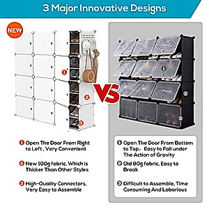 VTRIN Portable Shoe Rack Organizer 48 Pair Tower 4 Tiers for Entryway Shelf Storage Stand for Heels Boots Slippers Cabinet Narrow Standing Stackable Space Saver White