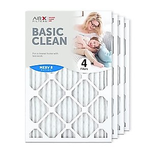 AIRX FILTERS WICKED CLEAN AIR. 16x25x1 Air Filter MERV 8 Pleated 4-Pack of Furnace Filters 16x25x1 Actual Size is 15.5 X 24.5 x .75 Inch
