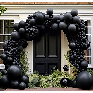 Black Balloons-Double Stuffed Black Balloons Different Sizes Latex Premium Black Balloon Garland Matte Black balloon Arch Kit for Birthday Graduation Wedding Baby Shower Party decorations