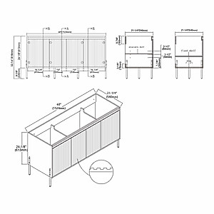 Dowell 60“ Fluted Design Vanity Set – Modern Bathroom Cabinet with Soft-Close Door & Shelf.Glossy White- 0026021V/6122BP
