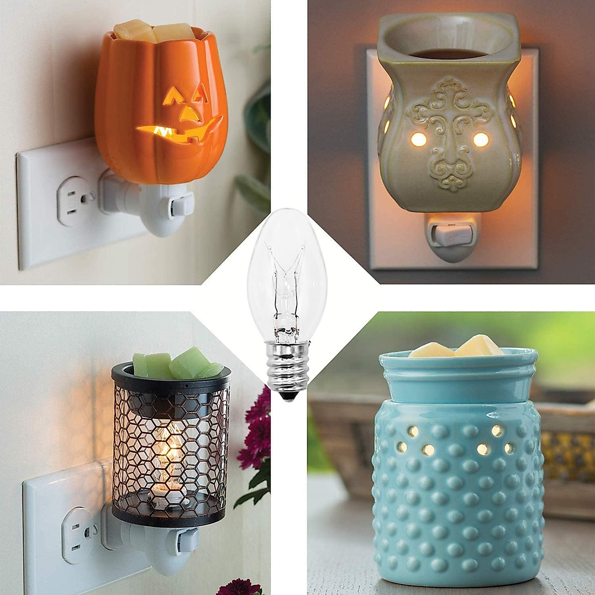 Wax Warmer Bulbs,15 Watt E12 Base Light Bulbs for Scentsy Wax Warmer,C7 Replacement Bulbs for Plug in in Wax Diffuser,Warm White-Dimmable -Himalayan Salt Lamp Bulbs,15 Packs