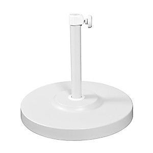 California Umbrella 50 lbs. Round Concrete Weighted Powdercoated Steel Umbrella Base, White Frame