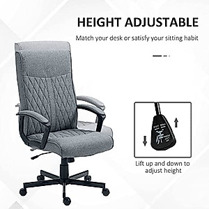 Vinsetto High-Back Home Office Chair, Computer Desk Chair with 360 Degree Swivel, Adjustable Height and Tilt Function, Dark Grey