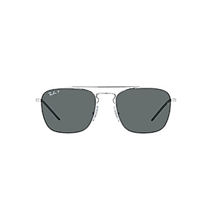 Ray-Ban RB3588 Square Sunglasses, Silver/Dark Grey Polarized, 55 mm