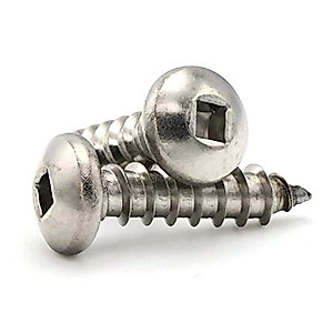 Square Drive Pan Head Sheet Metal Screws 18-8 Stainless Steel - #8 x 1" Qty-250