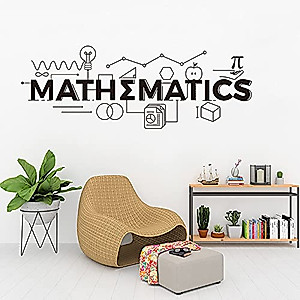 17x44 inch Children Room Mathematics Sign Wall Stickers Math Education Vinyl Decals School Classroom Decoration Motivational Poster Wall Murals HQ951 (Black)