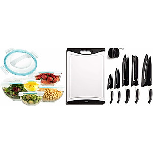 EatNeat Premium 5 Piece Airtight Storage Containers, Nesting Mixing Bowls 12 Piece Kitchen Knife Set