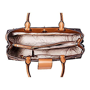 Michael Kors Gramercy Large Signature Logo Print Satchel- Brown