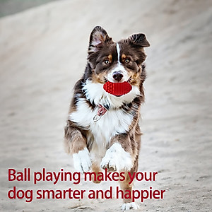 HUASONG Squeaky Football Dog Toys for Aggressive Chewers: Non-Toxic Natural Rubber Puppy Chew Ball with Squeaker, Almost Indestructible and Durable Pet Toy for Medium and Large Breed