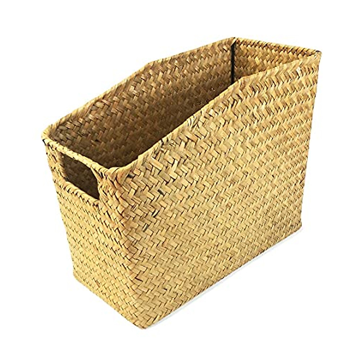 MISNINE Multifunction Basket Magzine Book Holder Basket,Handwoven Seagrass Rustic Home Décor (Small)