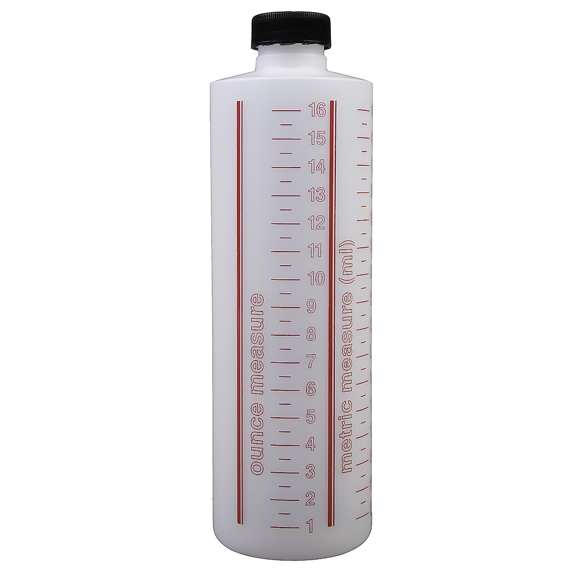 Consolidated Plastics Cylinder Measure Bottle with Cap, HDPE, Natural, 16oz, 12 Piece