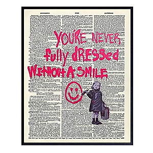 Banksy Inspirational Dictionary Art Print - Motivational Vintage Upcycled Wall Art Poster- Contemporary Chic Home Decor for Bedroom, Bathroom, Office, Girls, Teens Room - Gift for Women, 8x10 Unframed