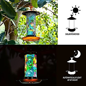 XDW-GIFTS 2023 Newest Solar Wild Bird Feeder Hanging for Garden Yard Outside, Waterproof Lantern Design, Solar Bird Feeder as Gift Ideas for Bird Lovers