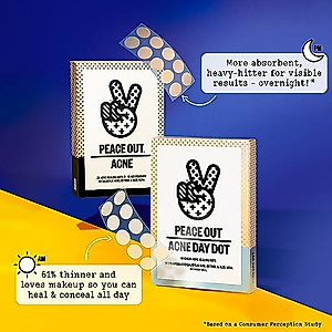 Peace Out Skincare Acne Dots. Hydrocolloid Anti-Acne Pimple Patches with Salicylic Acid and Vitamin A to Quickly Clear Blemishes (20 dots)