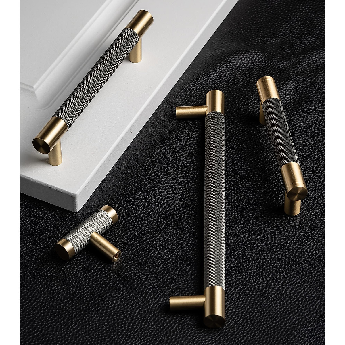 Linkaa Cabinet Handles Knurled Kitchen Cabinet Drawer Pulls,Kitchen Cabinet Handles Gold Drawer Pulls Acrylic Drawers Gold Cabinet Pulls Antique Brass Cabinet Pulls, 10 Pack (96mm(3.7''))