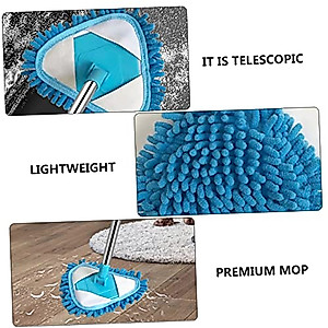 Healvian 1pc Telescopic Triangular Mop Car Wash Brush Tile Scrubber Cleaning Mop Wooden Floor Cleaner Floor Scrubbers Household Cleaner Home Telescopic Mop Household Supplies Tub