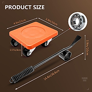 Furniture Mover Dolly with Lifter, 4 Wheel Furniture Dolly 800 LB Load Capacity, 360° Rotation Wheels Moving Dolly,Furniture Lifters for Heavy Furniture,Moving System Roller Set.（Orange）