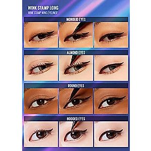 Kaja Wink Stamp Wing Eyeliner Pen & Stamp Long | with Avocado Extract, Double-ended, Black Liquid Liner, Smudge-Proof, Waterproof, Eye Irritation Tested