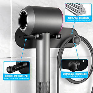 NALoRa Hair Dryer Holder Wall Mounted, Affordable Luxury Blow Dryer Holder for Bedroom, Salon, Hairdryer Holder for Bathroom, Self Adhesive Hair Dryer Holder, Widely Adaptable to 99% of Hair Dryers