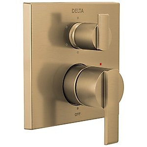 DELTA FAUCET T24967-CZ Angular Modern Monitor 14 Series Valve 6-Setting Integrated Shower Trim with Diverter, Champagne Bronz