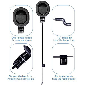 Yoogu Sofa Chair Recliner Pull Handle with Release Cable Mechanism Replacement Parts Fits Most Couch Sofa Chair Furniture