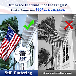 ESTTOP 5 FT Flag Pole, Tangle Free Spinning Stainless Steel Weather Resistant Rustproof Flagpole for 3x5 USA Flag Sports Fan Outdoor Flags 1" Dia Flag Poles for Outside House, Wall-Mounted (Black)