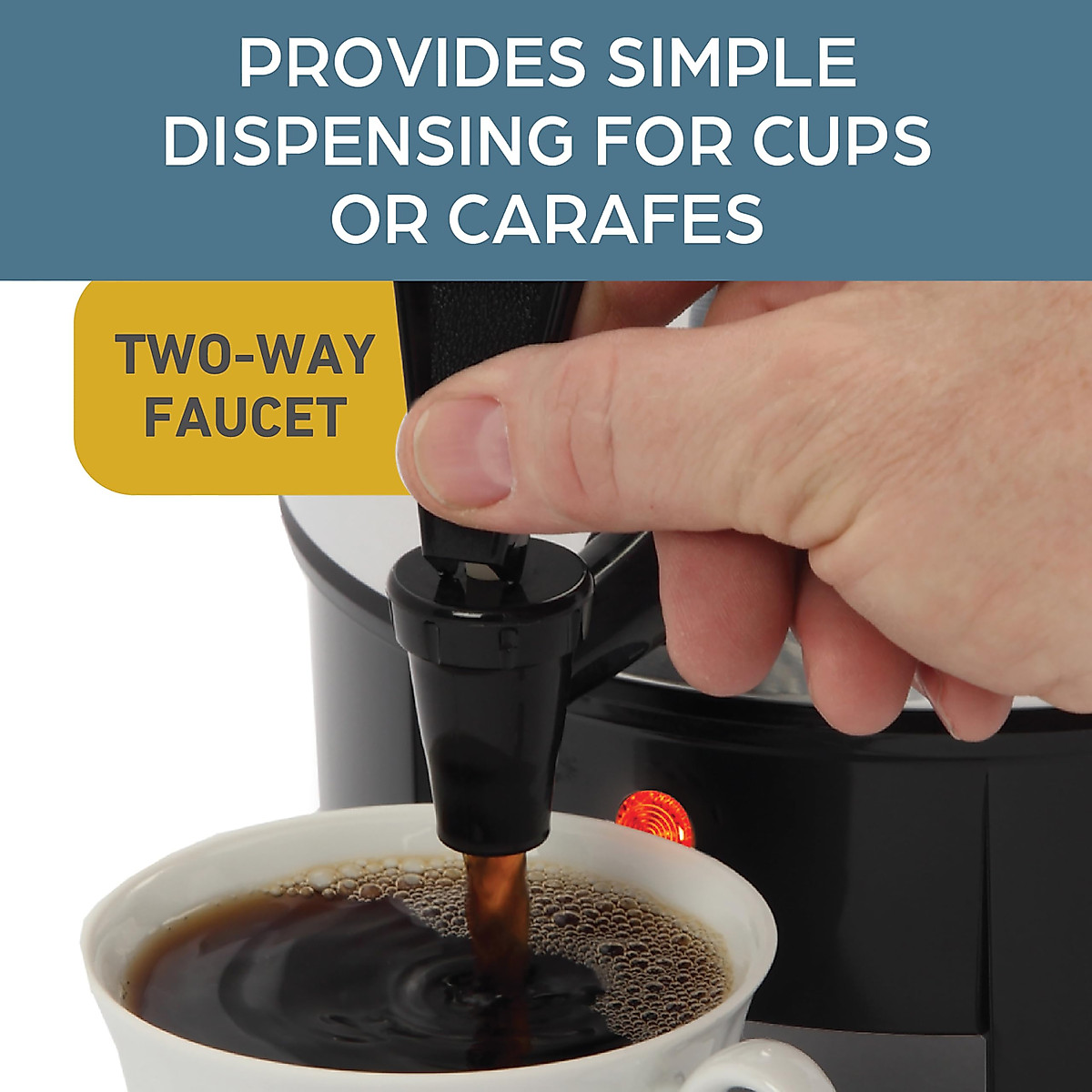 West Bend 58002 Highly Polished Aluminum Commercial Coffee Urn Features Automatic Temperature Control Large Capacity with Quick Brewing Easy Prep and Clean Up, 42-Cup, Silver