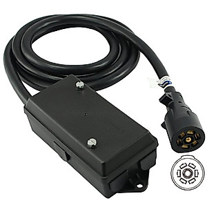 Conntek 7 Way Plug Inline Trailer Cord with 7 Gang Junction Box, 6-Feet