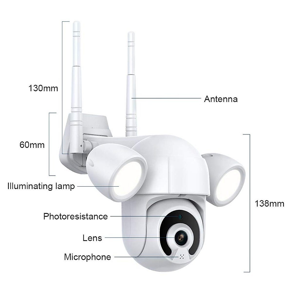 EVERSECU 2K 3Mp Tuya Smart Life Floodlight Outdoor WiFi IP PTZ Security Camera Weatherproof, Motion-Activated Spotlights &Auto-Tracking, Color Night Vision, 2-Way Audio, Work with Alexa & Google Home