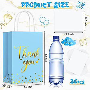 Tinlade 30 Pcs Thank You Gift Bags with Tissue Paper Gold Thank You Wedding Bags with Handle for Graduation Business Shopping Wedding Baby Shower Party Favors(Light Blue)