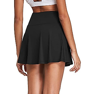 BALEAF Women's Pleated Tennis Skirt Skorts for Woman Golf Skirts with Pockets Athletic Running Workout Sports Black S
