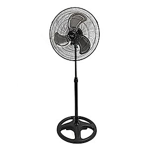 Vie Air 18 Inch Industrial Heavy Duty Pedestal Oscillating Metal Stand Fan, Black
