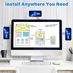 Laptop Phone Holder, 15W Fast Wireless Charger Magnetic Laptop Holder, Adjustable Phone Mount Bracket for Laptop Monitor, Slim Foldable Portable Computer Expansion Stand for iPhone 14/13/12 Series