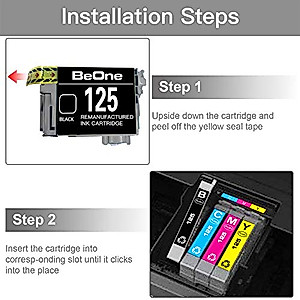 BeOne T125 Ink Cartridges Remanufactured Replacement for Epson 125 3-Pack to Use with Workforce 320 323 325 520 Stylus NX125 NX127 NX130 NX230 NX420 NX530 NX625 Printer (3 Black )