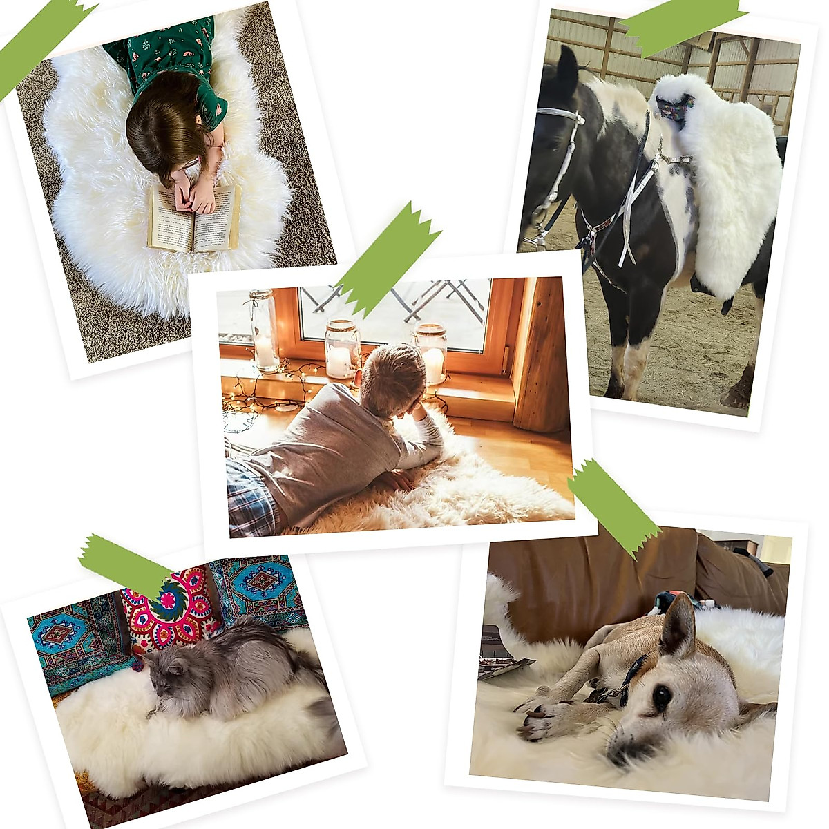 AOGELAN Shaggy Fur Area Rug, Genuine New Zealand Sheepskin Rug, Soft Fur Prayer Pup Carpet Mat, Single Pelt 2ft x 3ft (Light Brown, 2x3ft)