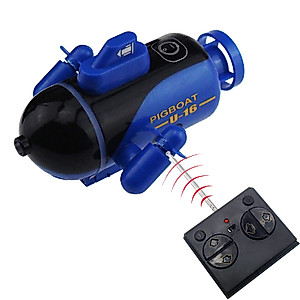 Tipmant Mini Remote Control Submarines Toys RC Boat Waterproof Diving Water Kids Gift (Blue)